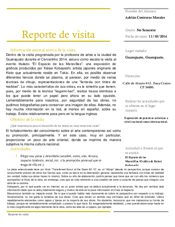 (PDF) Reporte de visita