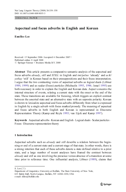 (PDF) Aspectual and focus adverbs in English and Korean