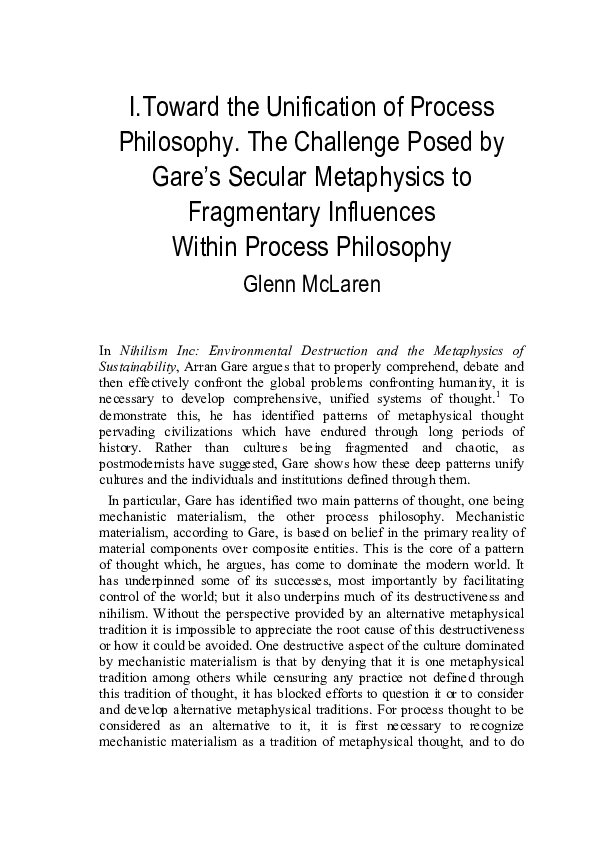 (PDF) Toward the Unification of Process Philosophy: The Challenge Posed ...