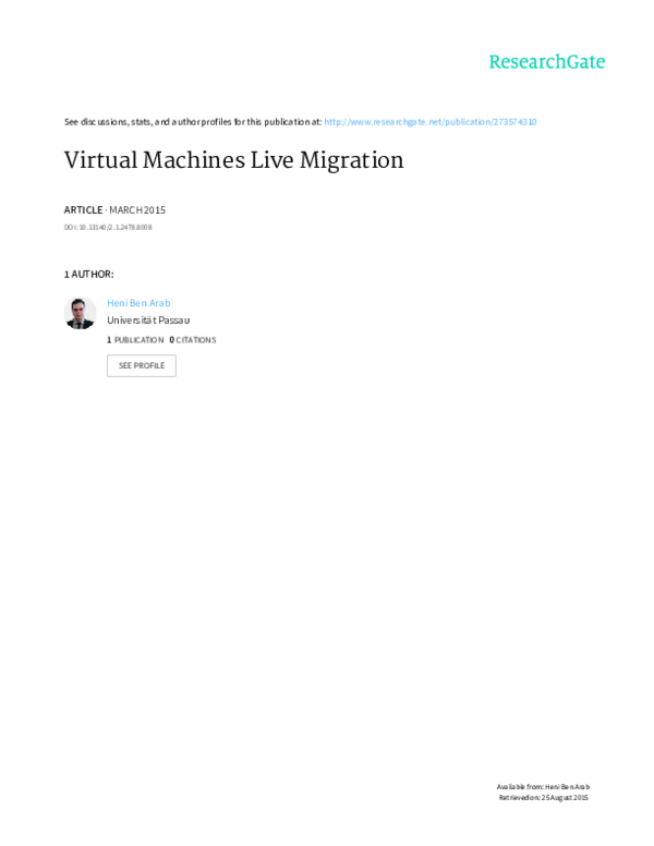 Virtual Machines Live Migration