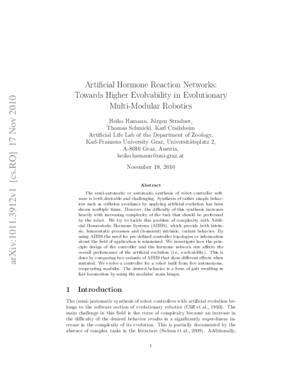 (PDF) Artificial Hormone Reaction Networks: Towards Higher Evolvability in Evolutionary Multi ...
