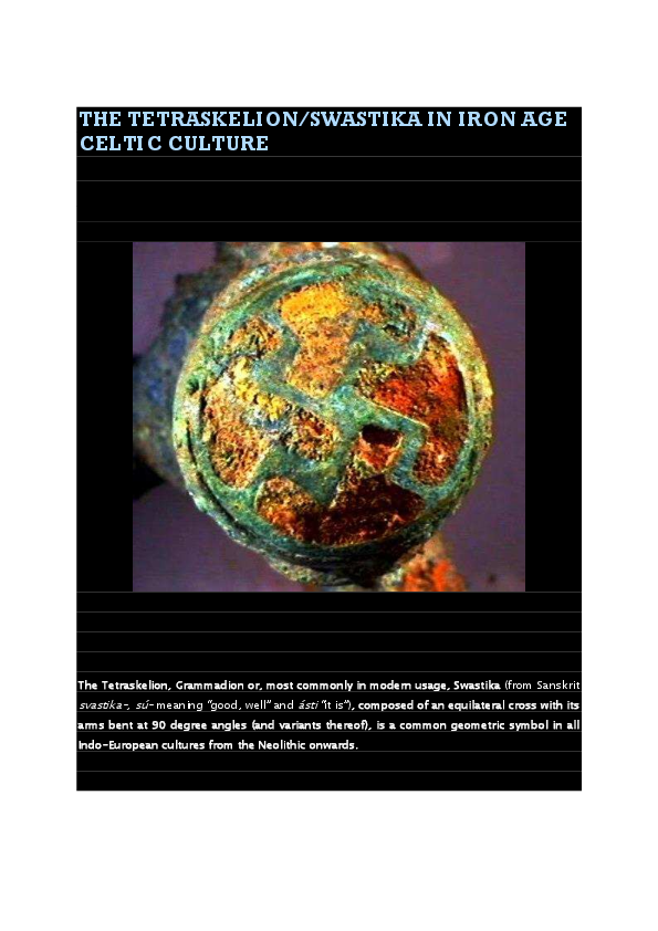 (PDF) THE TETRASKELION/SWASTIKA IN IRON AGE CELTIC CULTURE