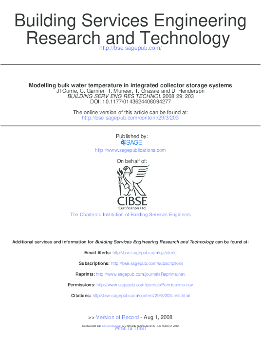 (PDF) Modelling bulk water temperature in integrated collector storage ...
