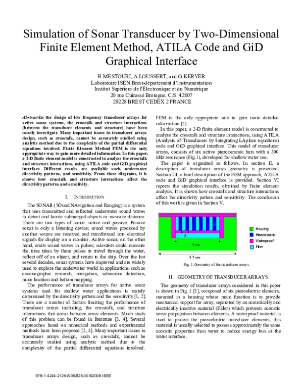 Pdf Simulation Of Sonar Transducer By Two Dimensional Finite Element