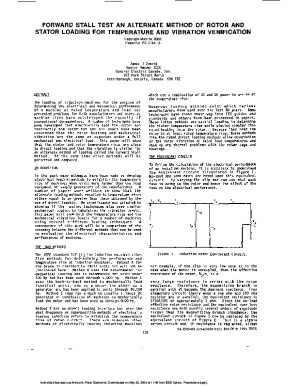 (PDF) FORWARD STALL TEST, AN ALTERNATE METHOD OF ROTOR AND STATOR ...