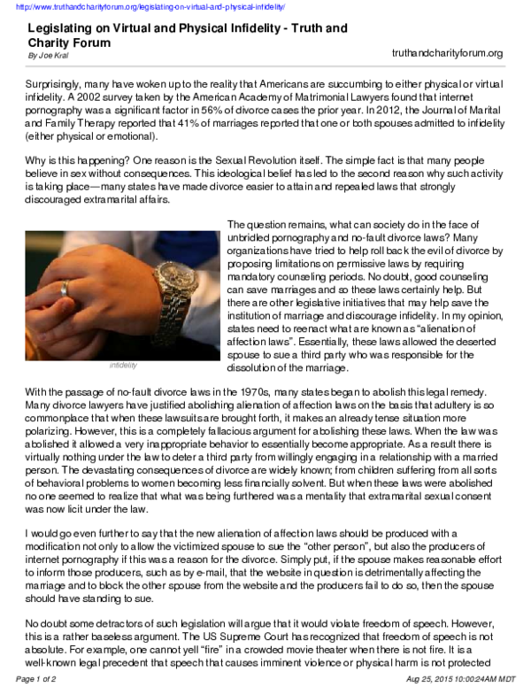 (PDF) Legislating on Virtual and Physical Infidelity