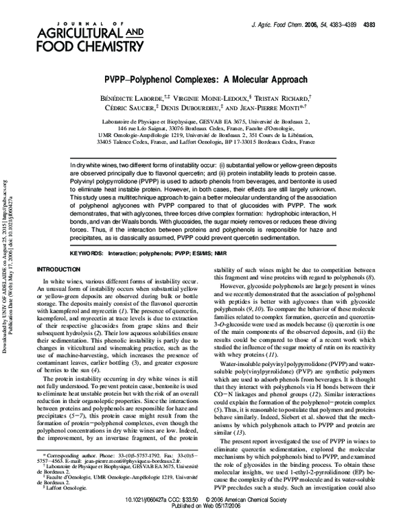 (PDF) PVPP−Polyphenol Complexes: A Molecular Approach
