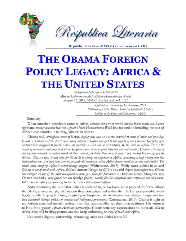 (PDF) The Obama Foreign Policy Legacy: Africa & the United States