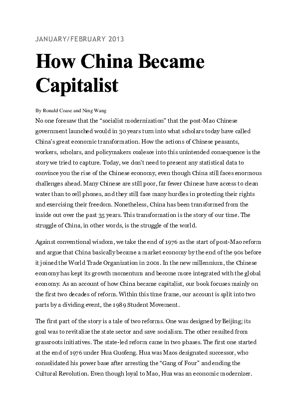 (PDF) How China Became Capitalist