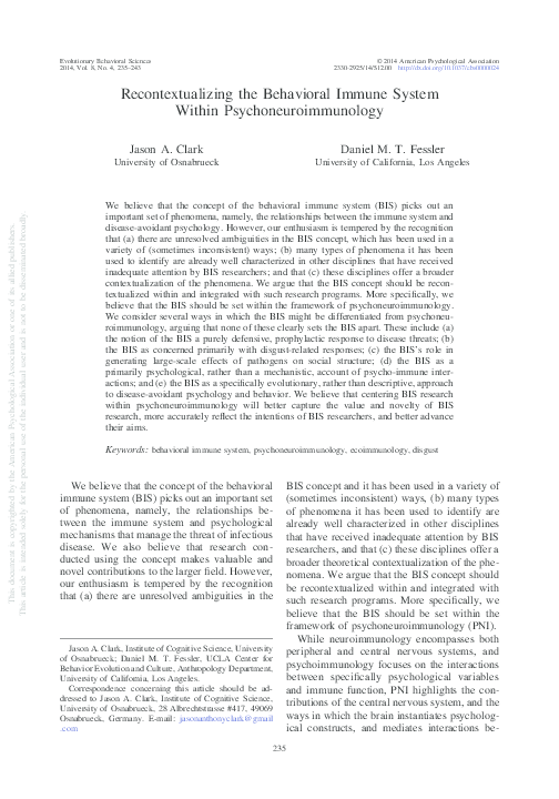 (PDF) Recontextualizing the behavioral immune system within ...