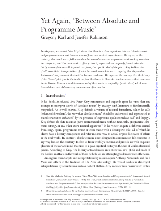 (PDF) Yet Again, ‘Between Absolute and Programme Music’