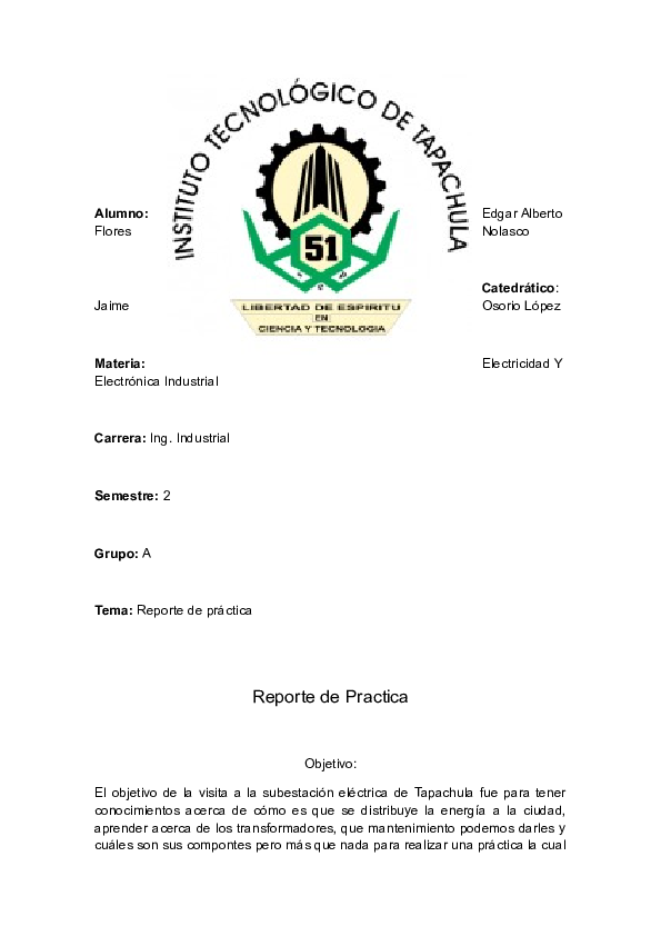 (DOC) Alumno: Reporte de Practica