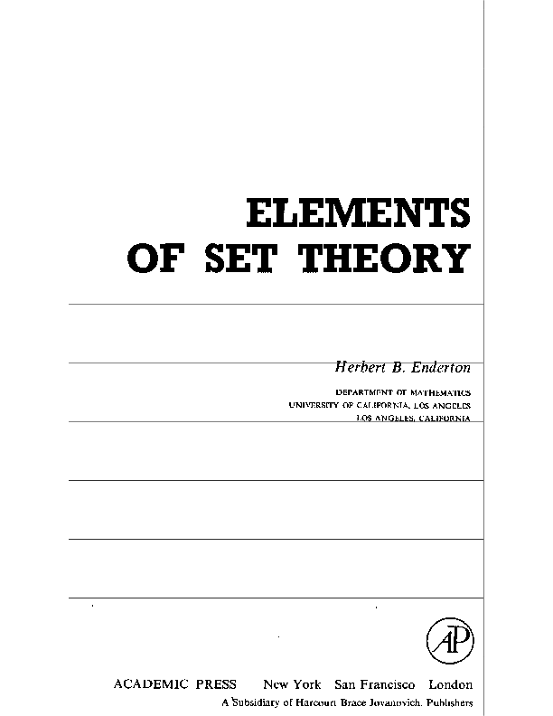 (PDF) Enderton Elements of Set Theory