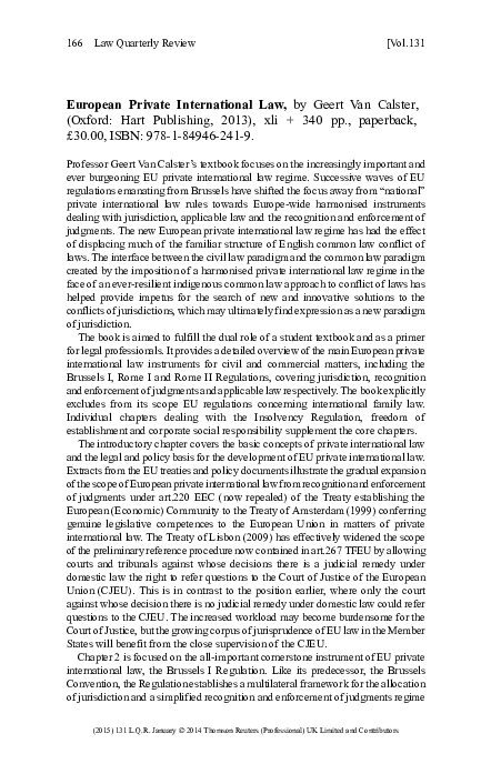 (PDF) Review of European Private International Law by Professor Geert ...