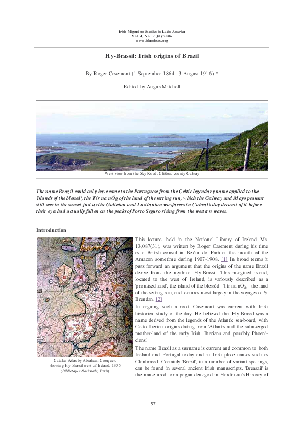 (PDF) (2006) “Hy-Brassil: Irish Origins of Brazil”, Irish Migration ...