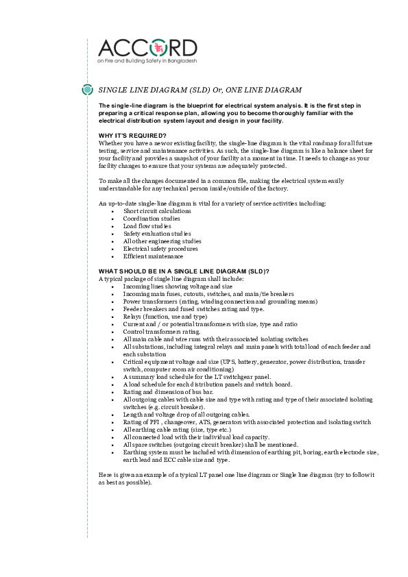 Pdf Single Line Diagram Sld Or One Line Diagram