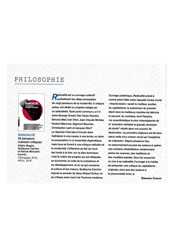 (PDF) Review of : Radicalité. 20 penseurs vraiment critiques, Cédric ...