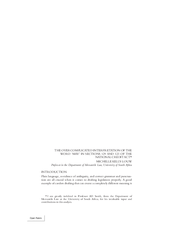 (PDF) The overcomplicated interpretation of the word "may" in sections ...