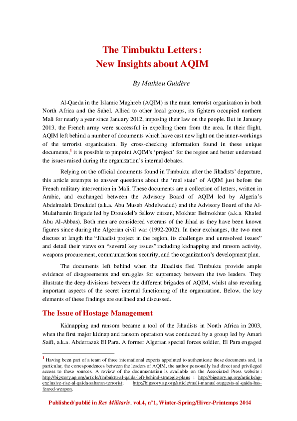 (PDF) New Insights into AQIM