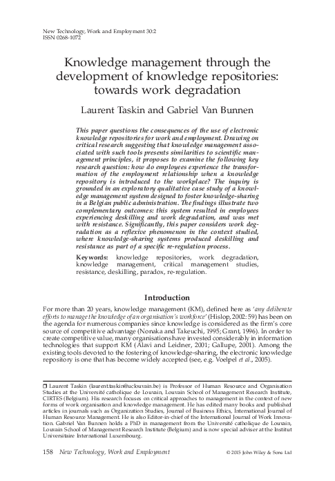 Knowledge management through the development of knowledge repositories ...