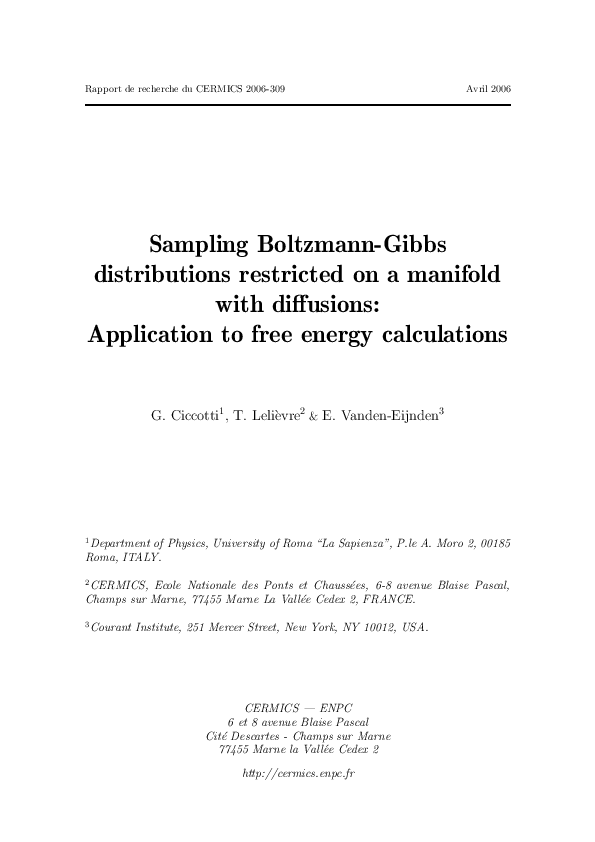 (PDF) Sampling Boltzmann-Gibbs distributions restricted on a manifold with diffusions ...