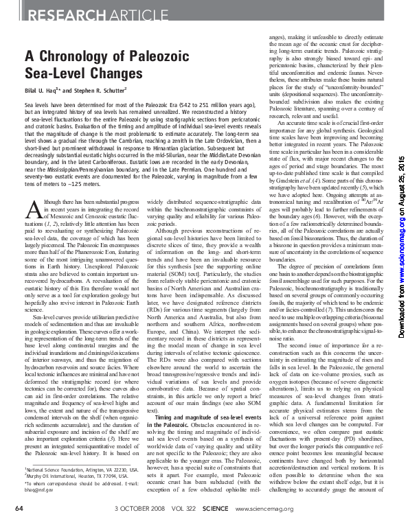(PDF) A Chronology of Paleozoic Sea-Level Changes