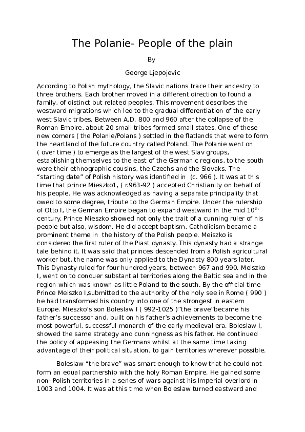 (DOC) The Polanie-People of the plains