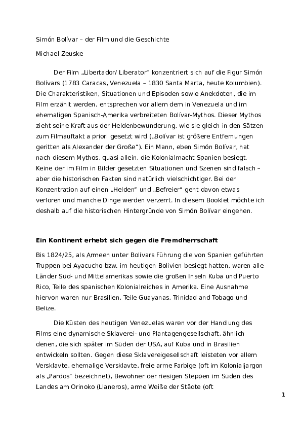 (DOC) Simón Bolívar – der Film und die Geschichte (The Liberator)