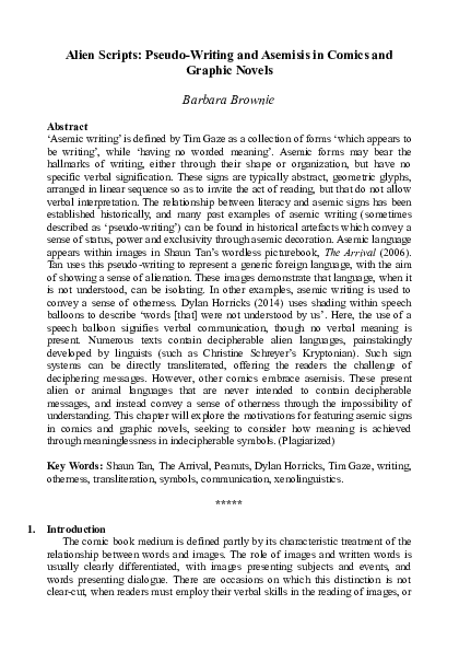 (DOC) Alien Scripts: Pseudo-Writing and Asemisis in Comics and Graphic ...