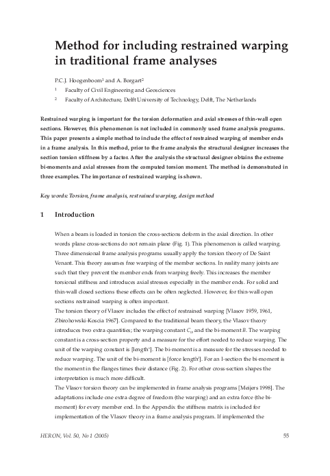 (PDF) Method for including restrained warping in traditional frame analyses