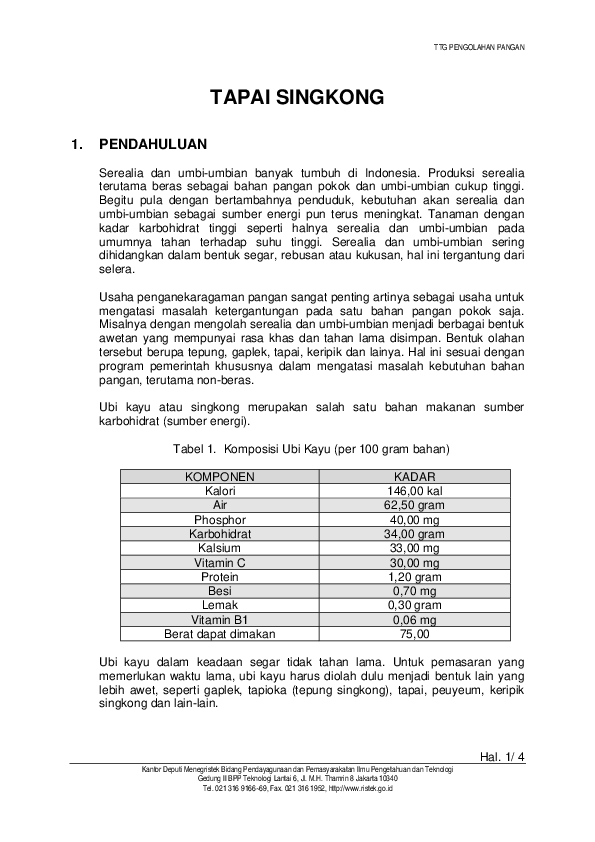 (PDF) TTG PENGOLAHAN PANGAN TAPAI SINGKONG
