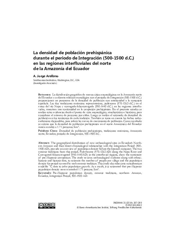 (PDF) La densidad de poblacion prehispanica durante el periodo de ...