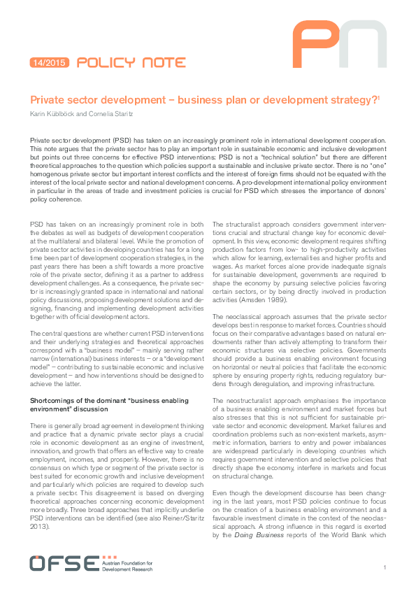 (PDF) Private Sector Development - business plan or development strategy