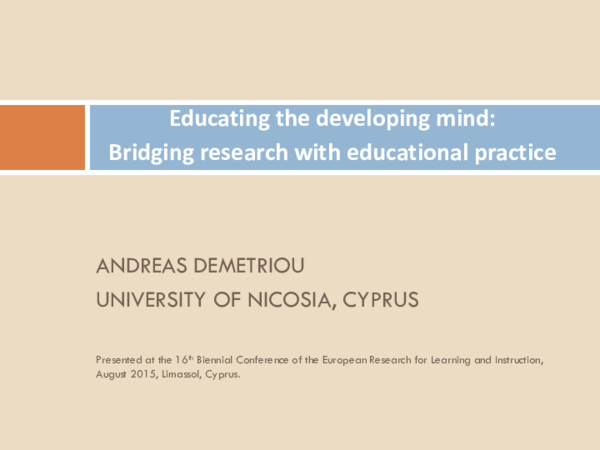 (PDF) Educating the developing mind: Bridging research with educational practice