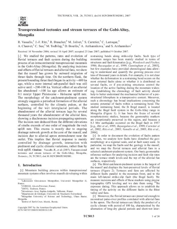 (PDF) Transpressional tectonics and stream terraces of the Gobi-Altay, Mongolia