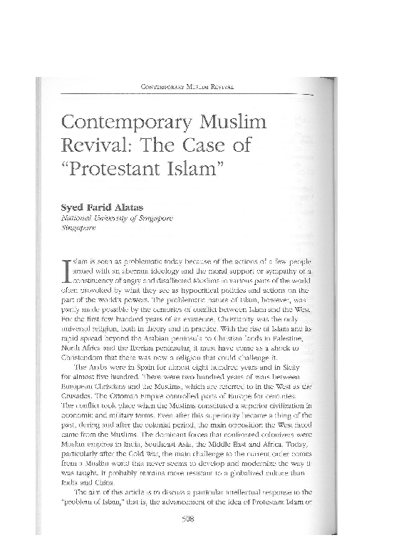 (PDF) Contemporary Muslim Revival: The Case of "Protestant Islam"