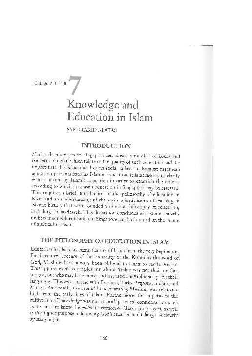 (PDF) Knowledge and Education in Islam