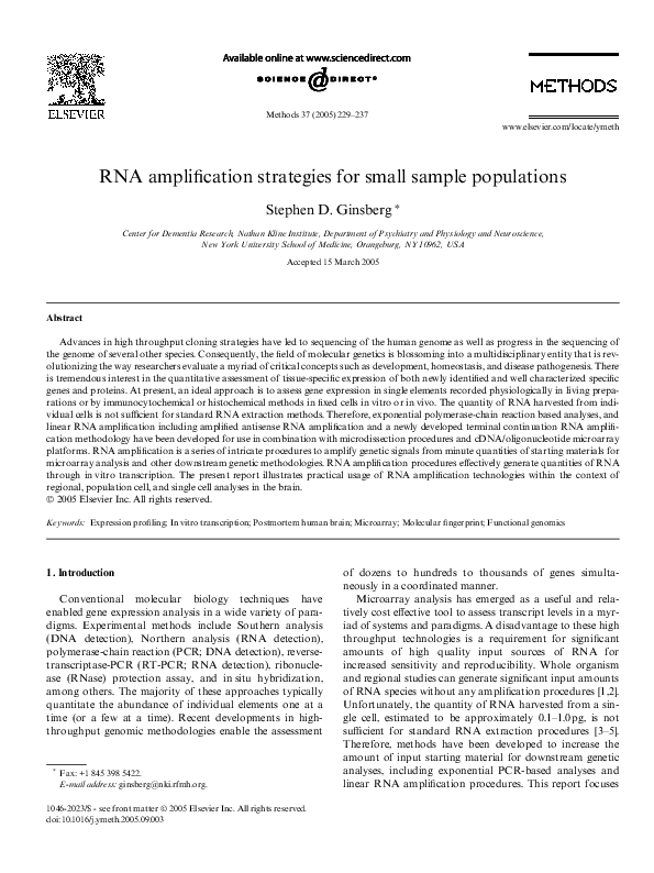 (PDF) RNA amplification strategies for small sample populations