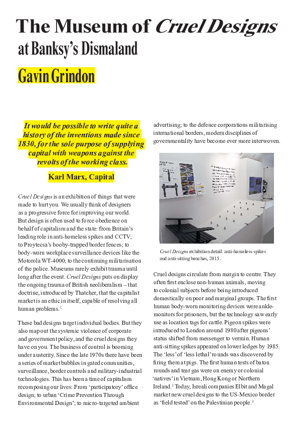 (PDF) "The Museum of Cruel Designs," Dismaland catalogue, ed. Banksy ...