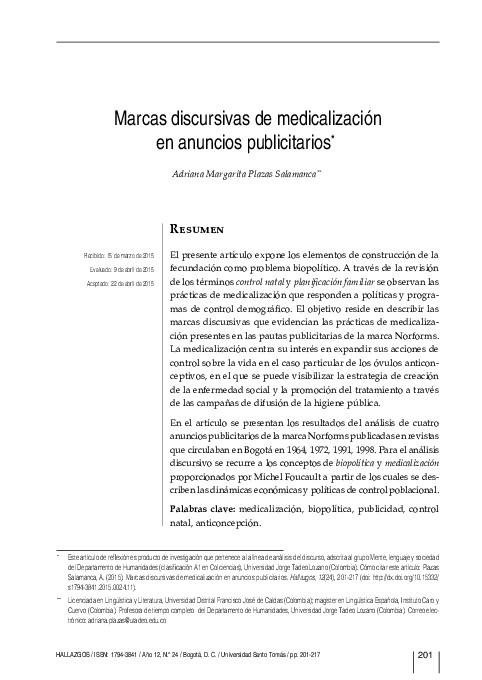 (PDF) Marcas discursivas de medicalización en anuncios publicitarios