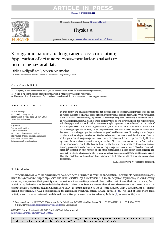 Strong Anticipation And Long Range Cross Correlation Application Of