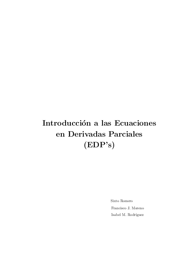 (PDF) Introducción a las Ecuaciones en Derivadas Parciales