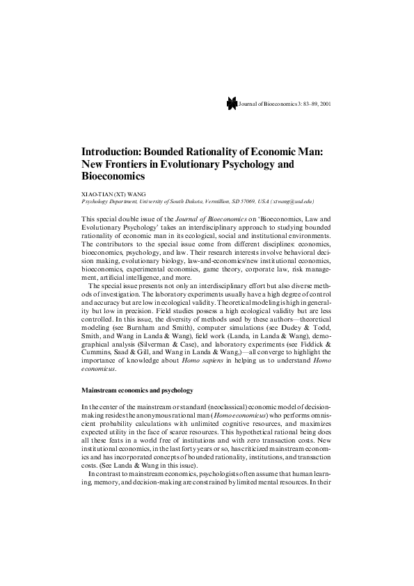 (PDF) Introduction Bounded Rationality of Economic Man Copy