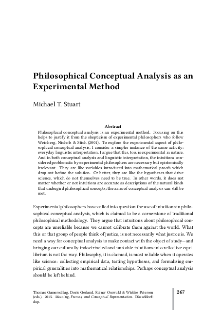 (PDF) Philosophical Conceptual Analysis as an Experimental Method