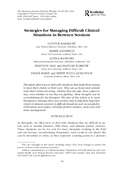 (PDF) Strategies for Managing Difficult Clinical Situations in Between ...