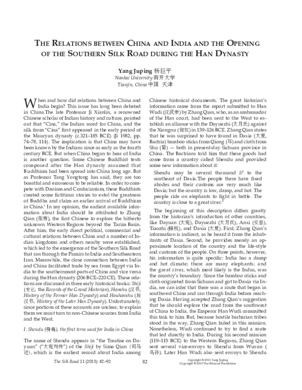 (PDF) THE RELATIONS BETWEEN CHINA AND INDIA AND THE OPENING OF THE ...