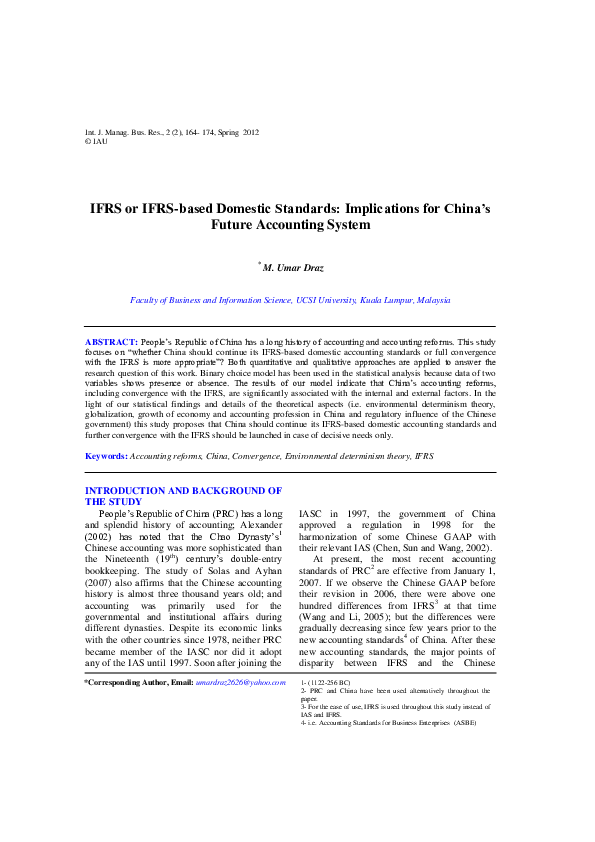(PDF) IFRS or IFRS-based Domestic Standards: Implications for China’s ...