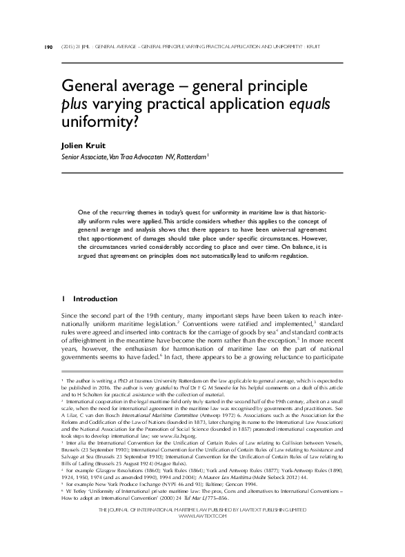 (PDF) General average - general principle plus varying practical ...