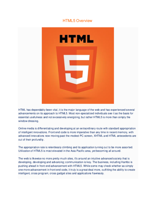 (PDF) HTML5 Overview