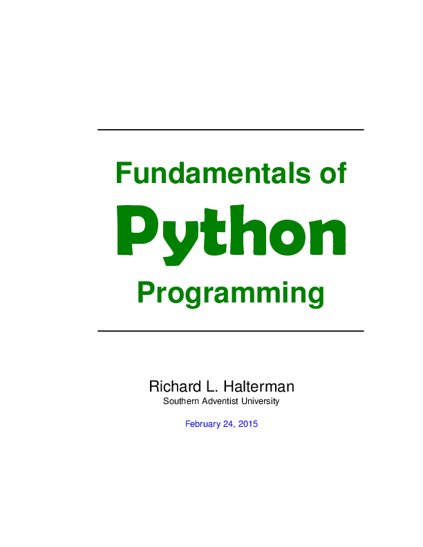 Fundamentals of Python Programming (2015) | Pravesh Kumar - Academia.edu